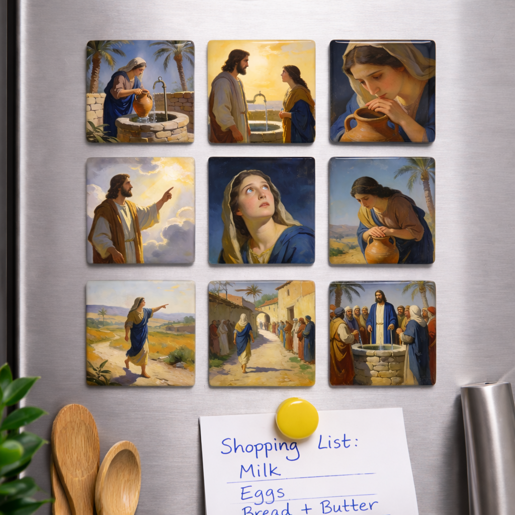 The Woman at the Well ( Living Water ) - Religious Fridge Magnets 9 Pi ...